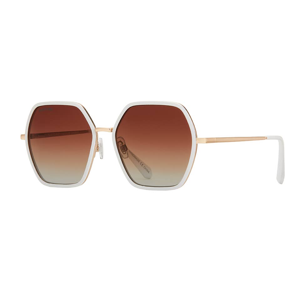 Addyson- White/Gold / Gradient Brown Polarized Lens – Sercy+Co